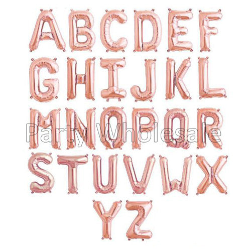 16" Foil Alphabet Balloons- Rose Gold | Foil Decorations Bulk Traders ...